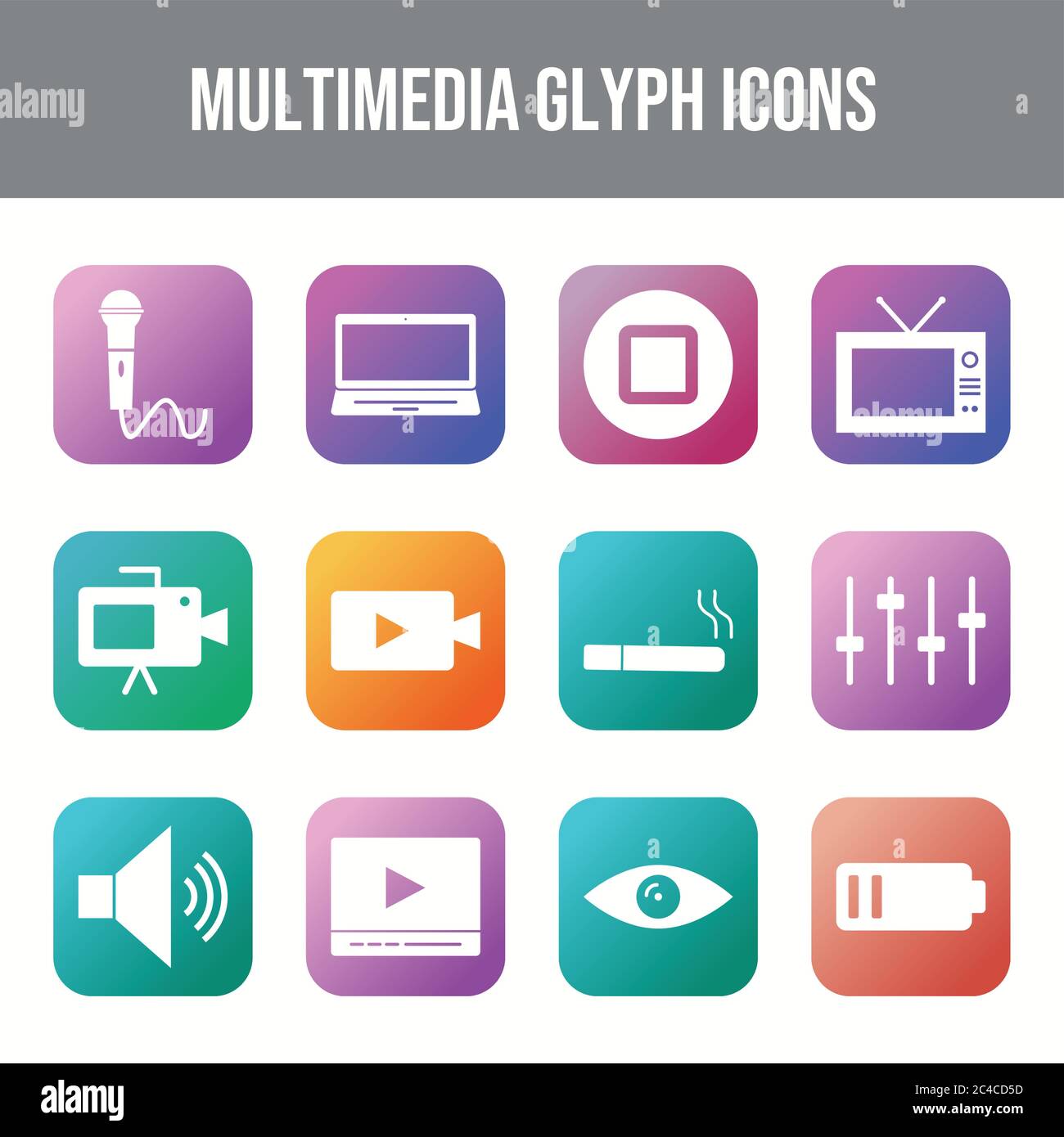 Beautiful Multimedia vector icon set Stock Vector Image & Art - Alamy