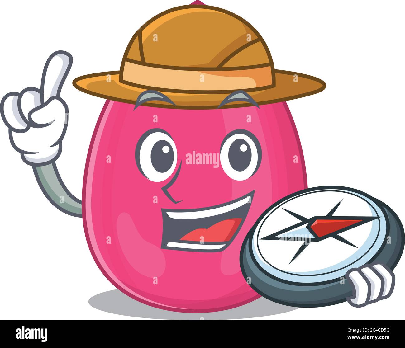 Makeup sponge mascot design style of explorer using a compass during ...