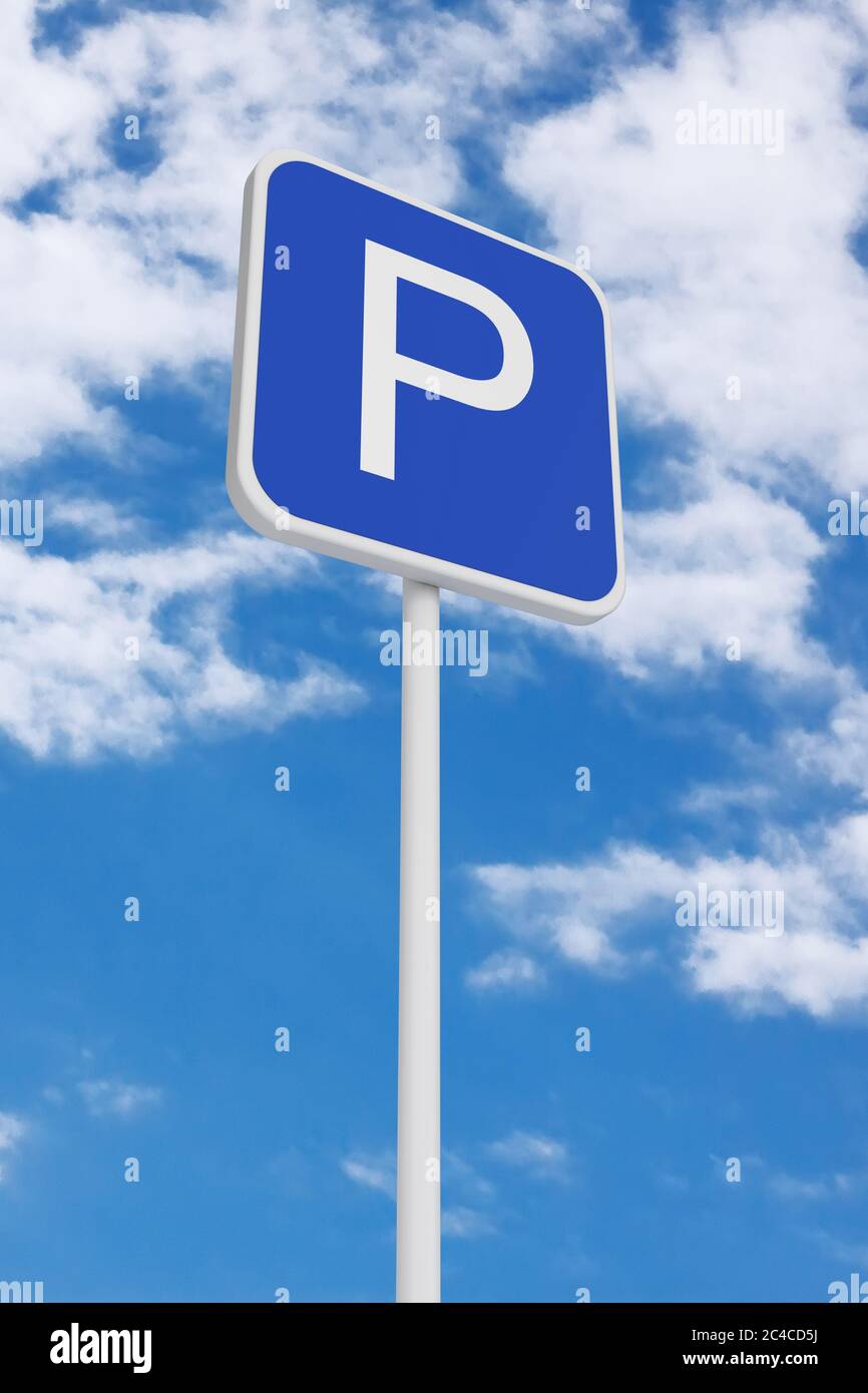 Parking Road Traffic Sign on a blue sky background. 3d Rendering Stock ...