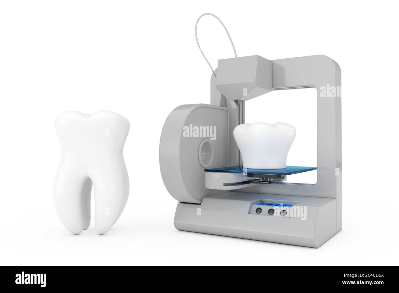 3d Printer Printing Tooth Implant on a white background. 3d Rendering ...