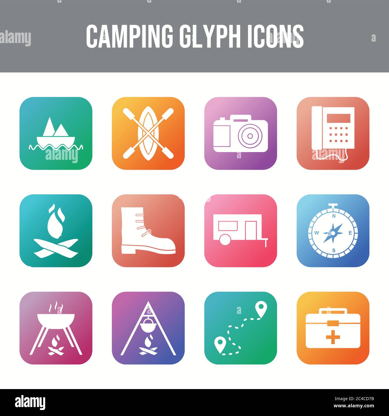 Beautiful Camping vector icon set Stock Vector Image & Art - Alamy