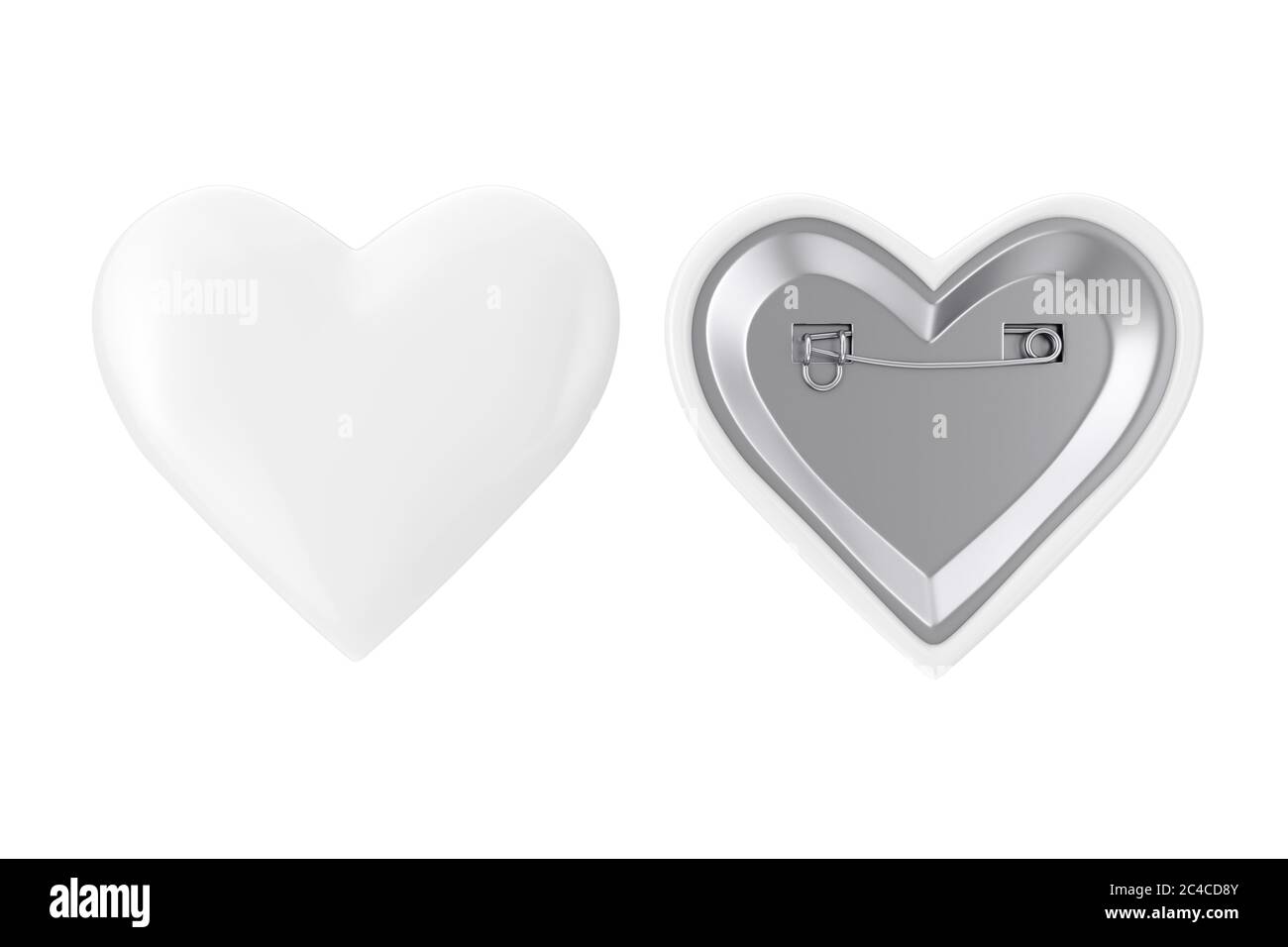 White Heart Pin Badges on a white background. 3d Rendering Stock Photo ...