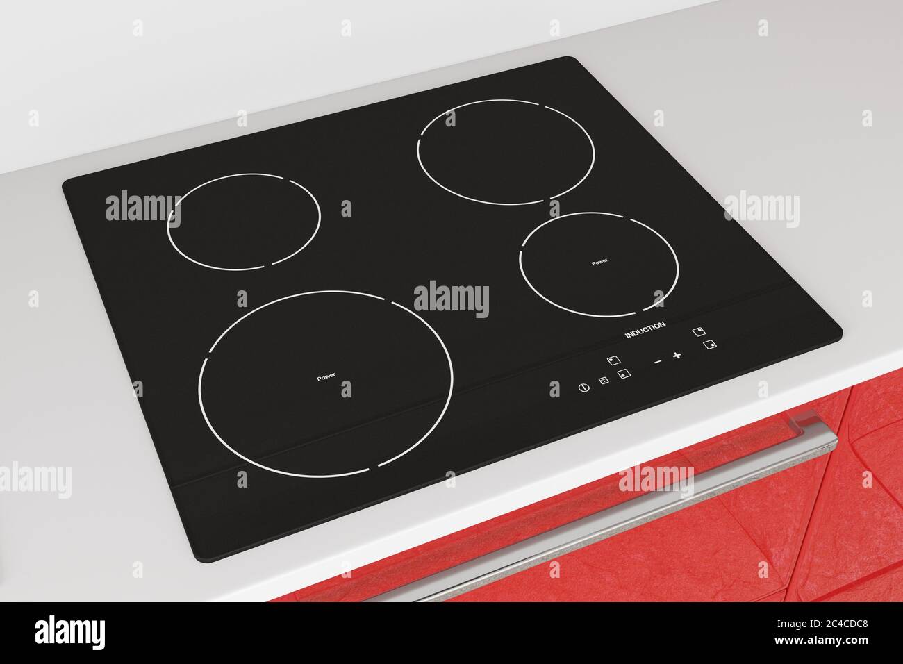 Modern Induction Cooktop Stove with Red Kitchen Furniture extreme ...