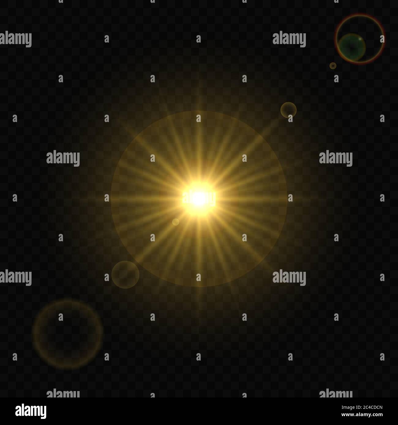 Sun light flash with lens flare effect on transparent background Stock ...