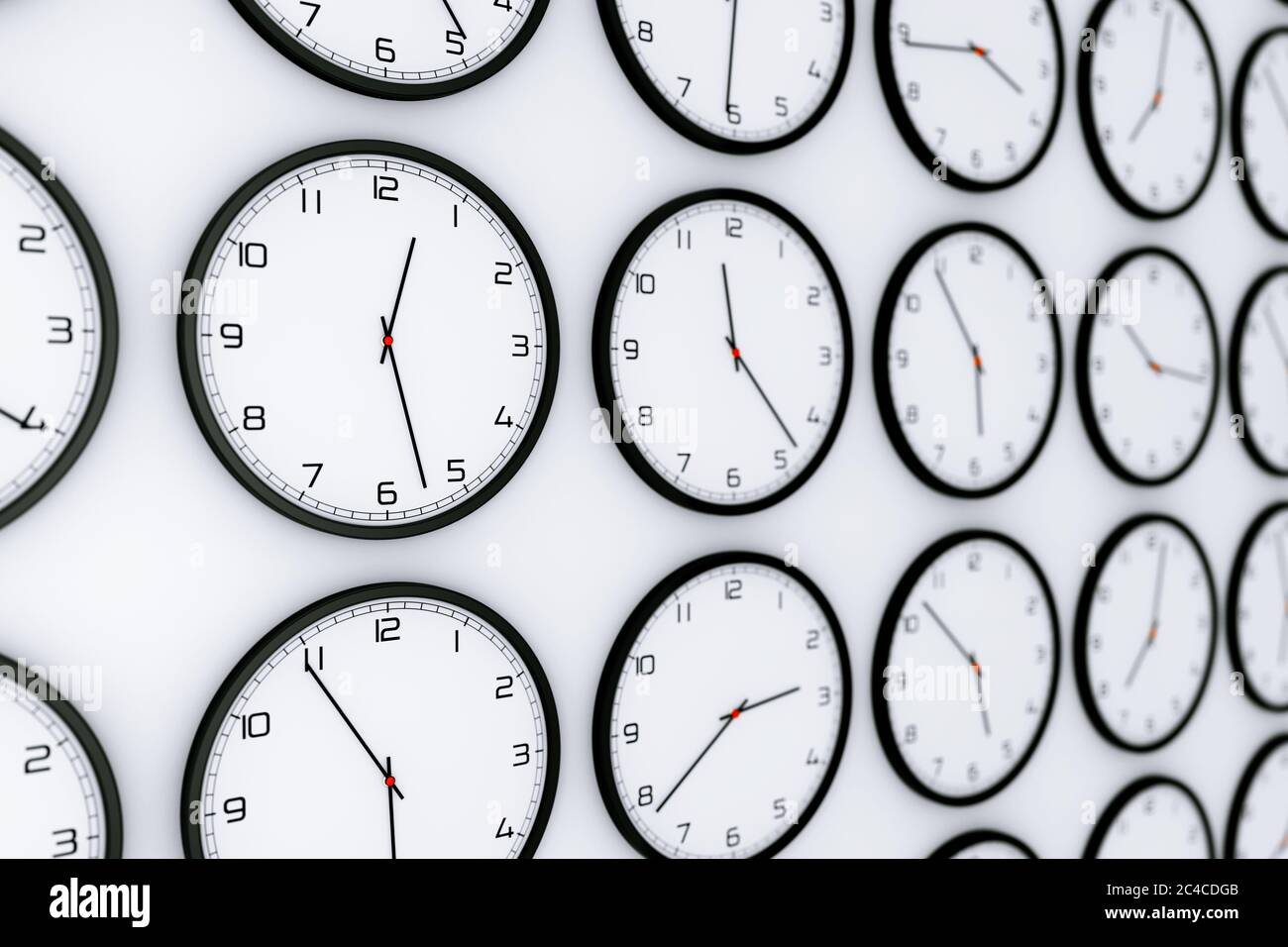 Set of Clocks with Different World Time on a white background. 3d ...