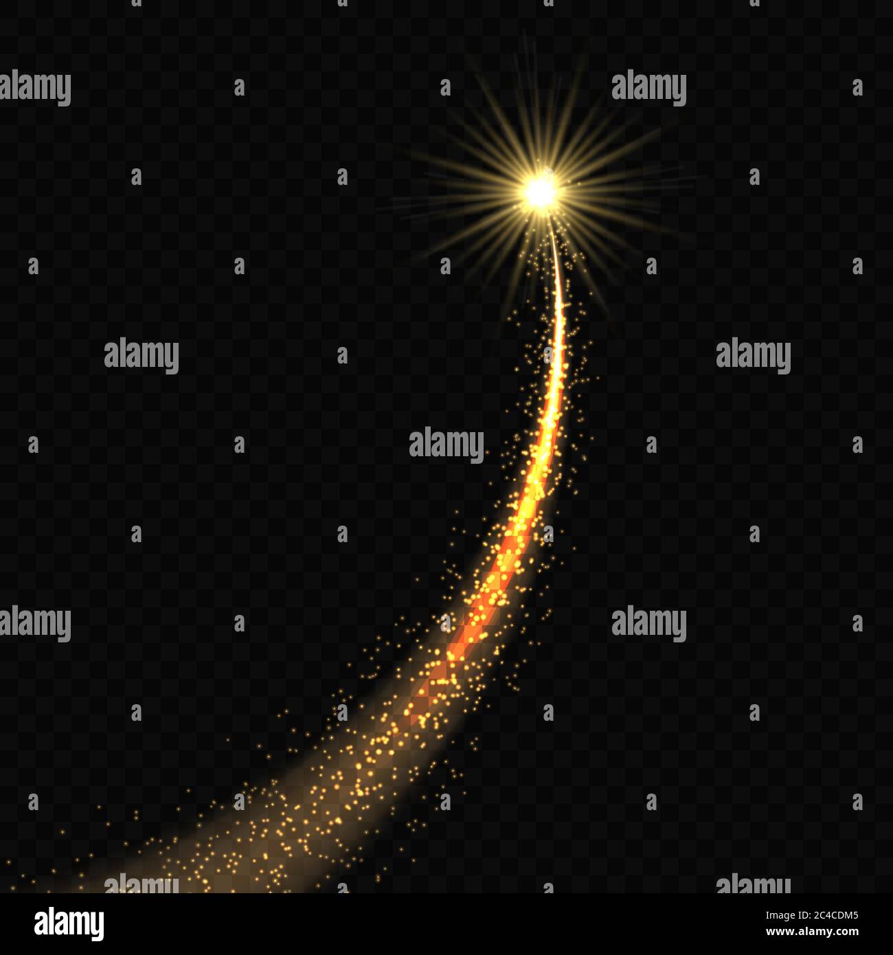 Gold comet on transparent background. Gold light effect Stock Vector ...