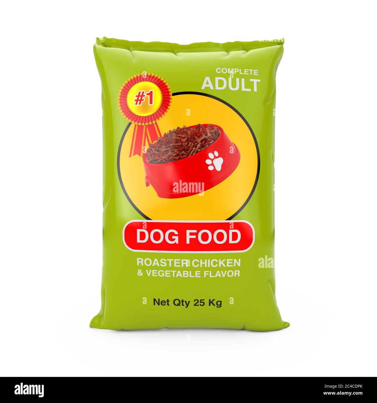 Dog Food Bag Package Design on a white background. 3d Rendering Stock ...