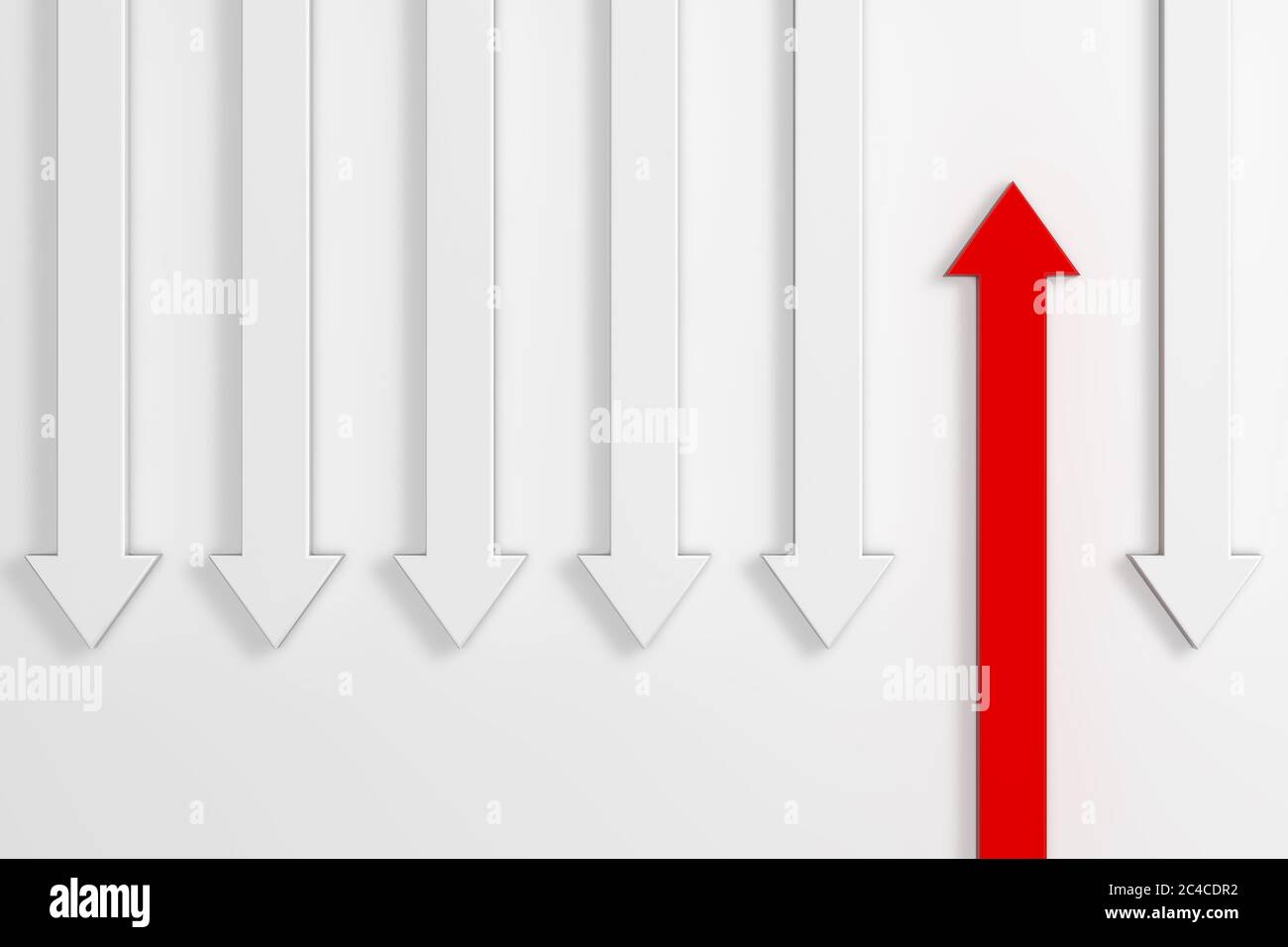 Think Differently Business Concept. Red Arrow Standing Out of Crowd ...