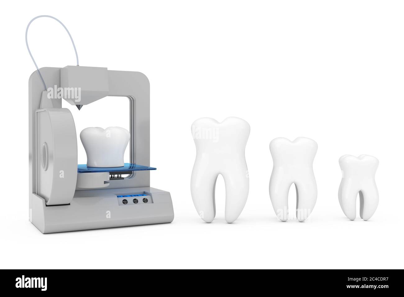 3d Printer Printing Tooth Implant on a white background. 3d Rendering ...