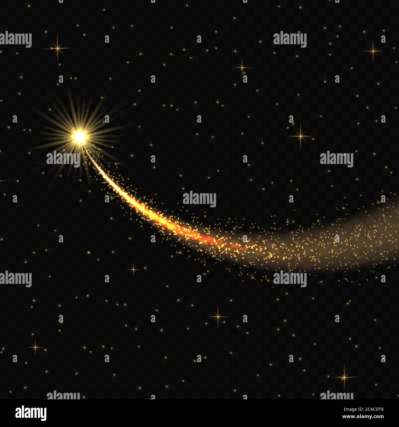 Gold comet on transparent background. Gold light effect Stock Vector ...