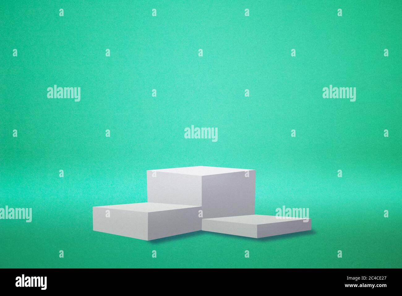 Empty podium or pedestal display on green background with box stand ...