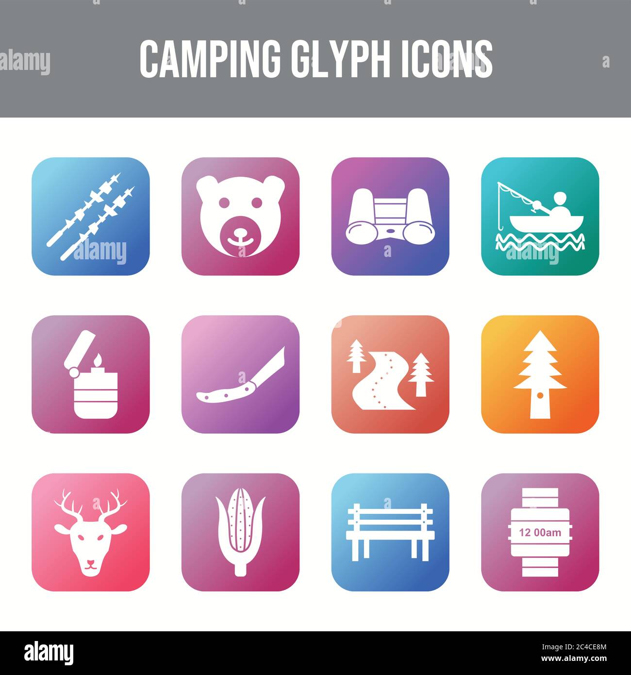Beautiful Camping vector icon set Stock Vector Image & Art - Alamy
