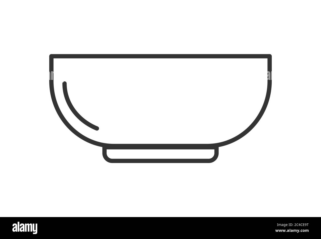 Simple vector icon of the bowl. Outline illustration isolated on a ...