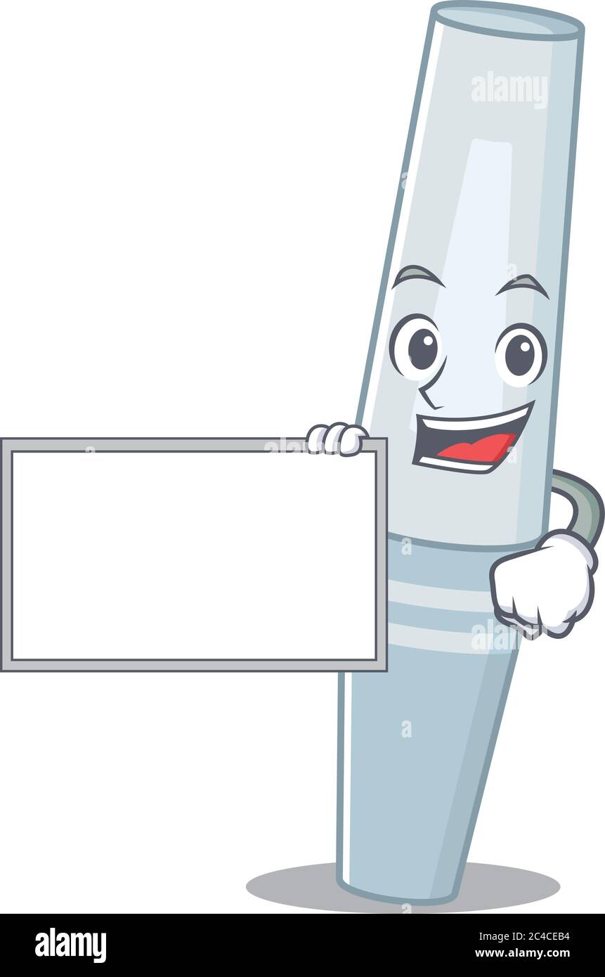 Cartoon character style of mascara holding a white board Stock Vector ...