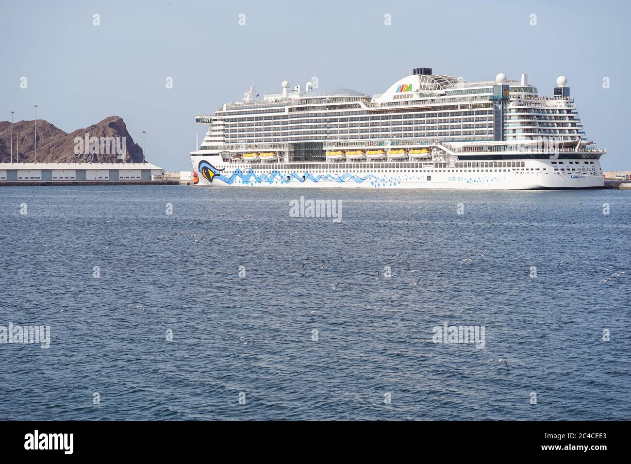 Muscat / Oman - February 15, 2020: large tourist cruise ship anchored ...