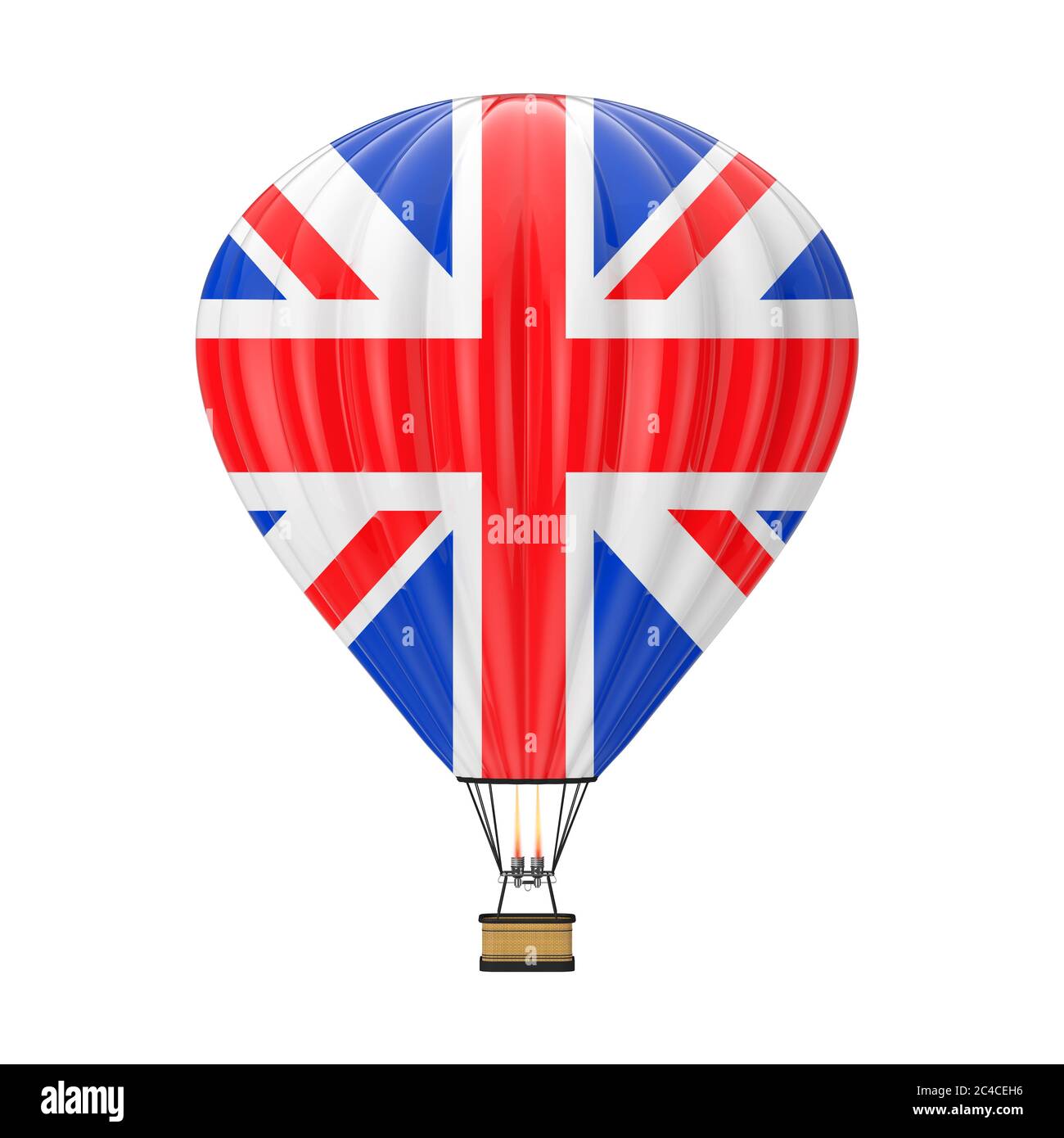 Hot Air Balloon with Flag of UNITED KINGDOM or England on a white ...
