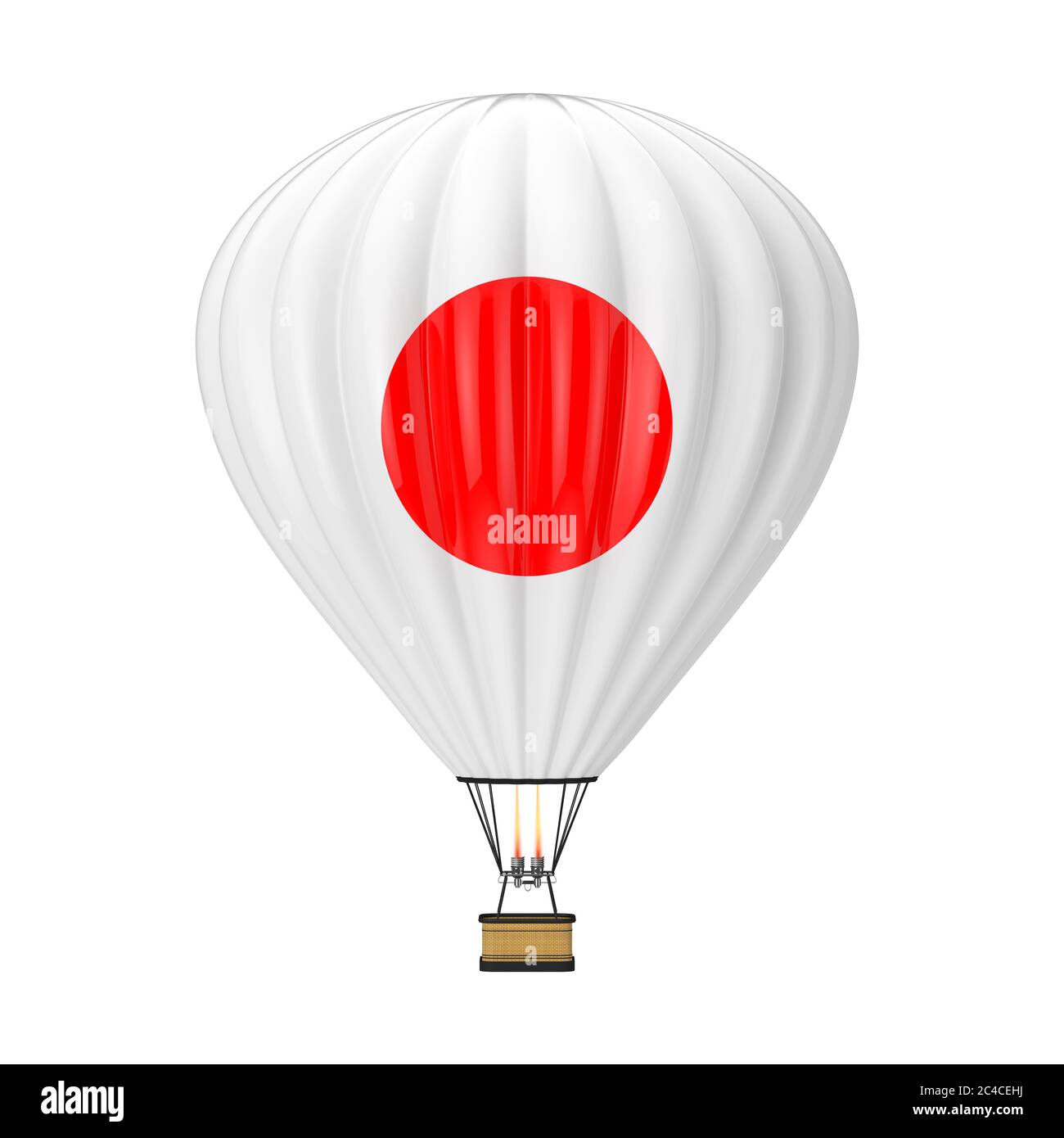 Hot Air Balloon with Flag of Japan on a white background. 3d Rendering ...