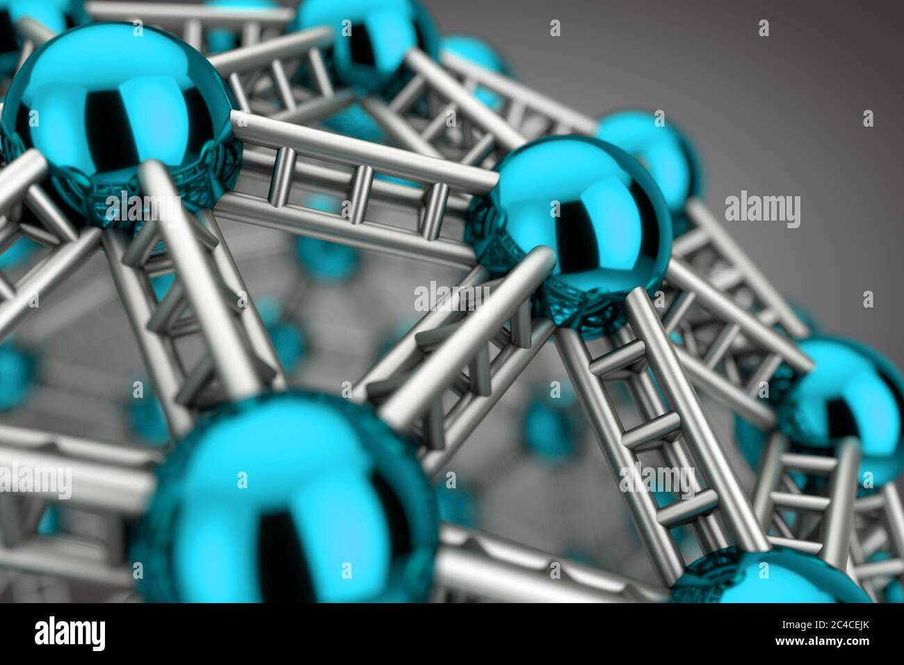Abstract Metal Scientific Molecule or Atom extreme closeup. 3d ...