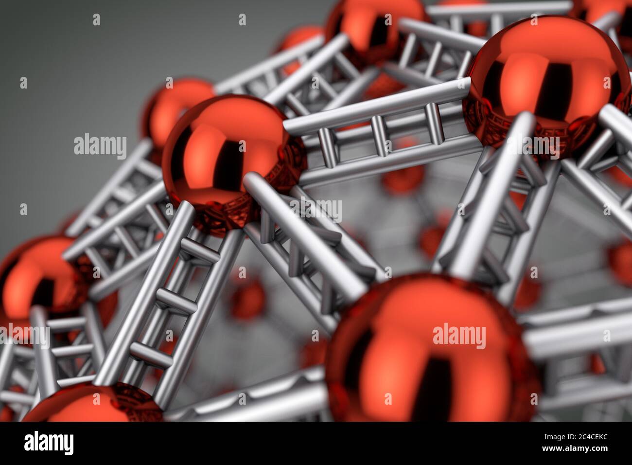 Abstract Metal Scientific Molecule or Atom extreme closeup. 3d ...