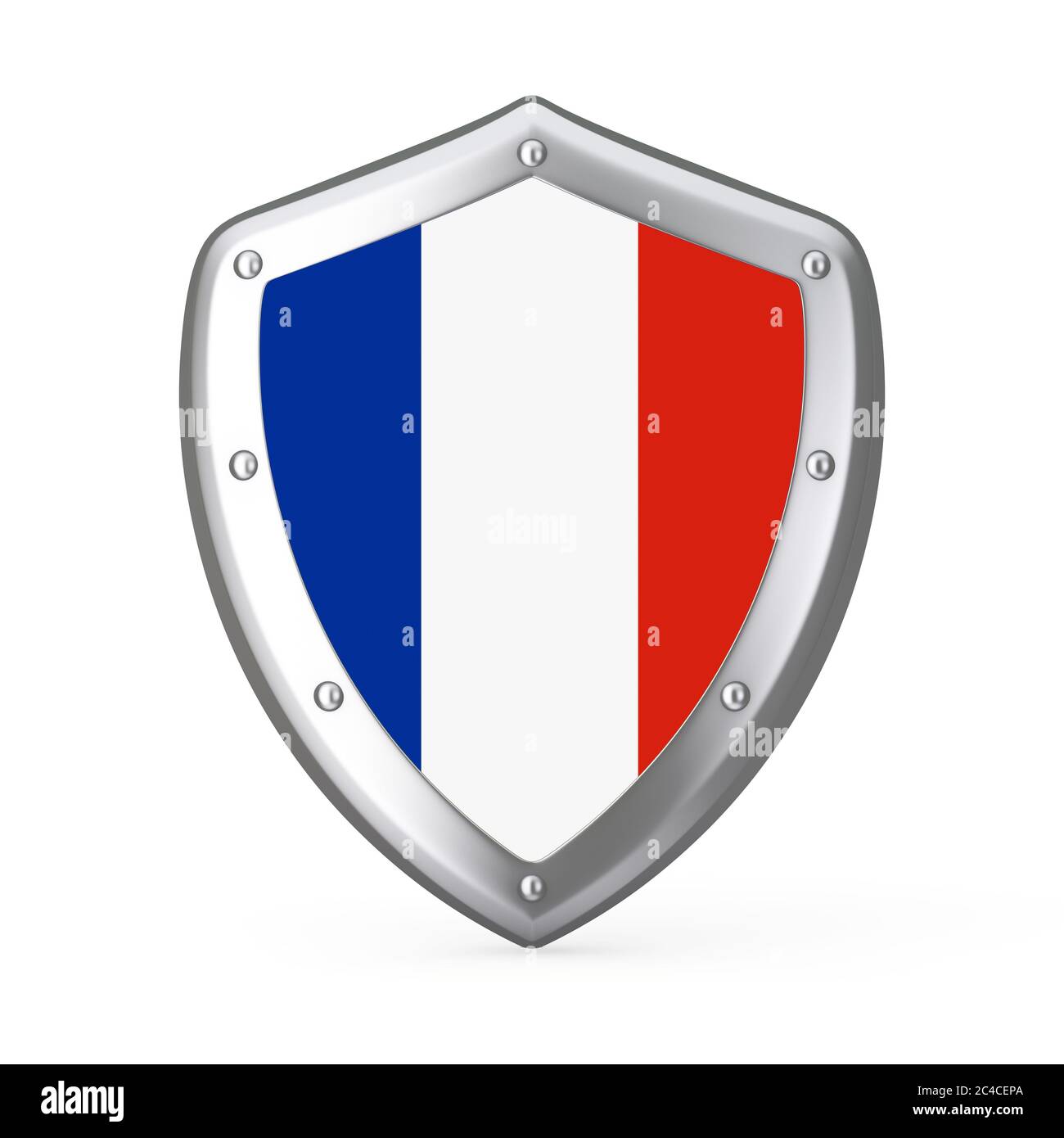 Shield with Flag of France on a white background. 3d Rendering Stock ...