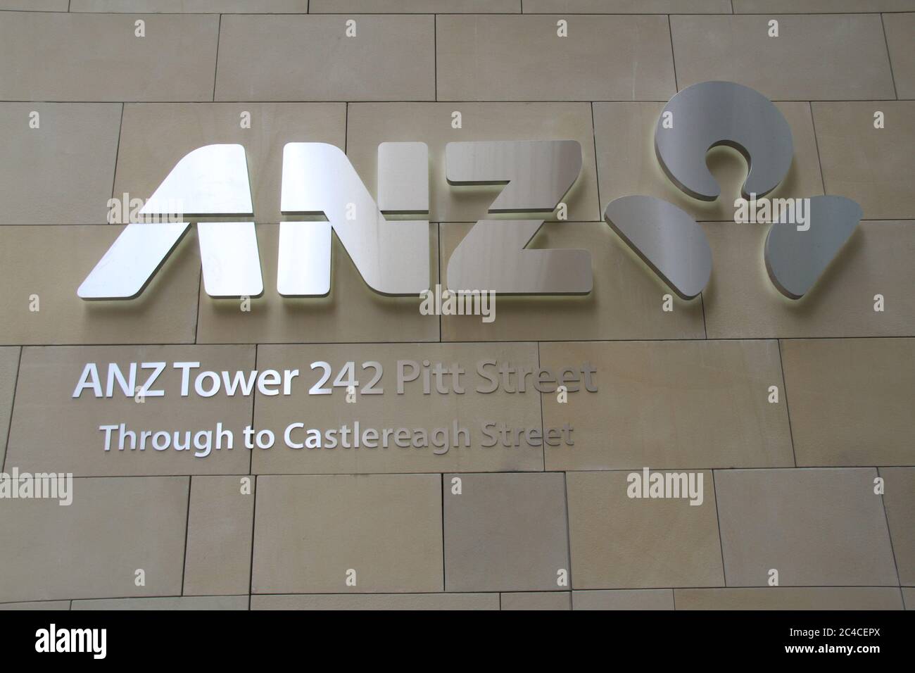 The ANZ bank logo at the front of their office building at the ANZ ...