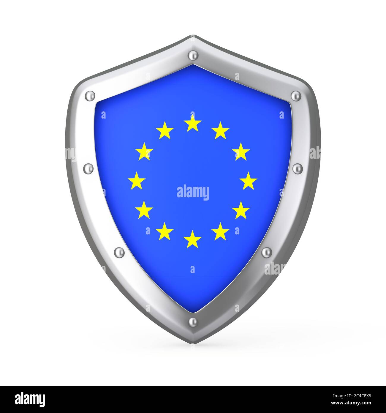 Shield with Flag of European Union on a white background. 3d Rendering ...