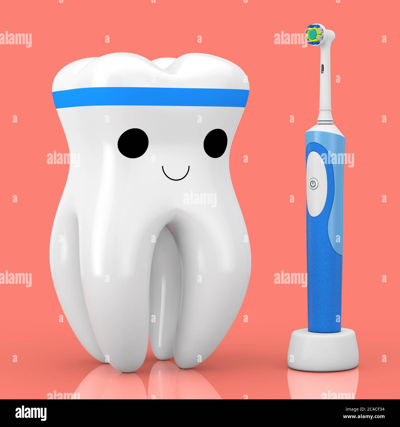 New Electric Toothbrush on a Charge Stand near Cute Healthy White ...
