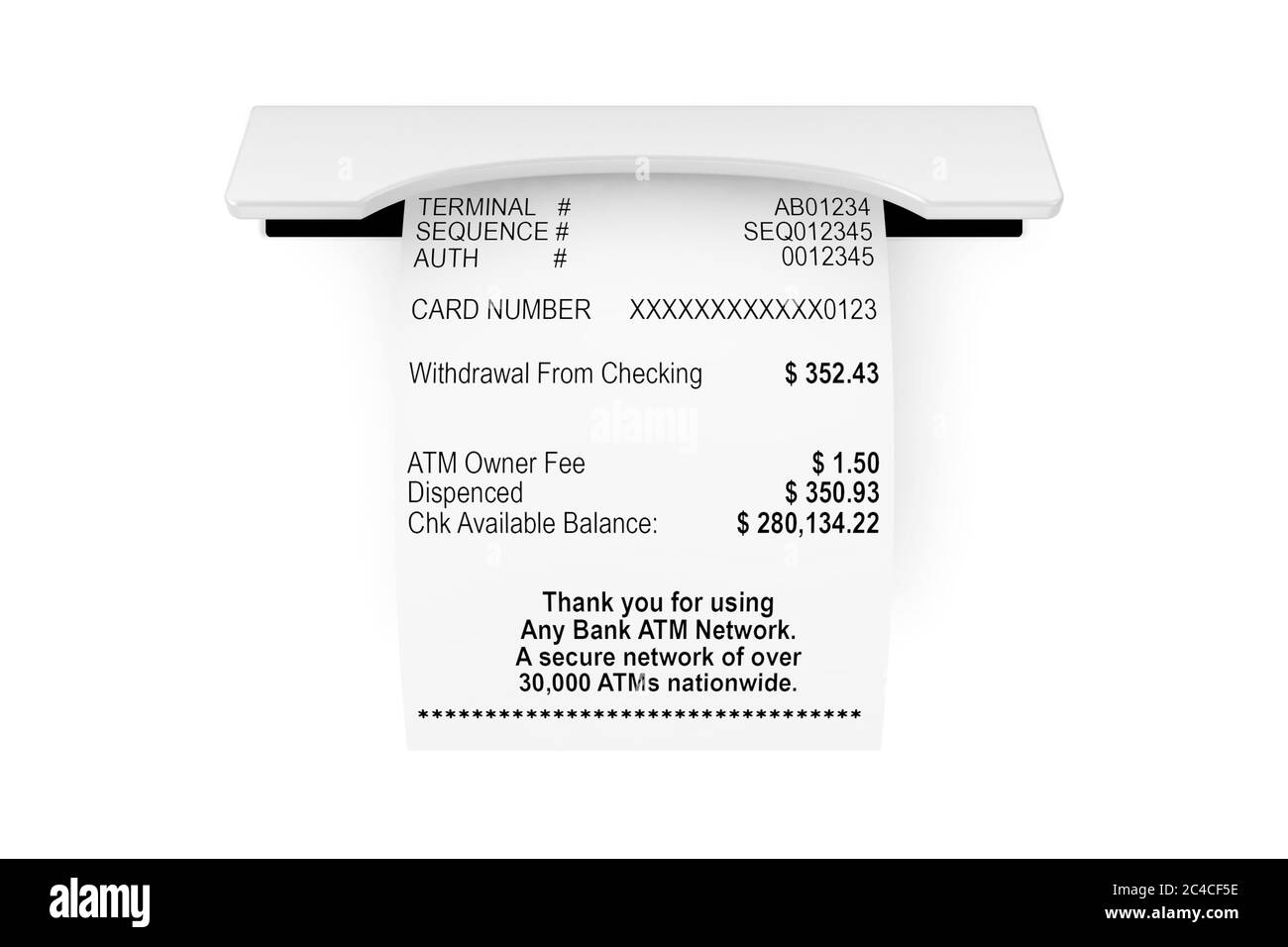 Atm receipt Black and White Stock Photos & Images - Alamy