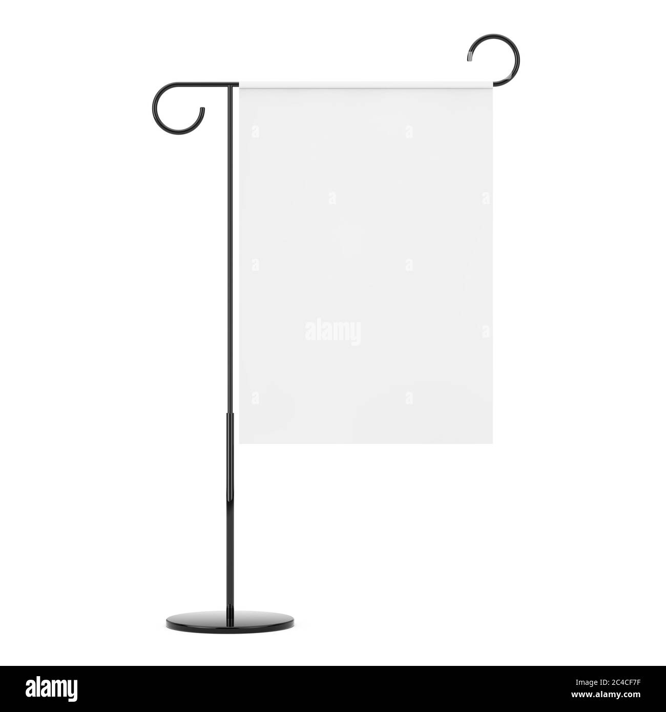 Retro Style Iron White Blank Banner Stand Signboard on a white ...
