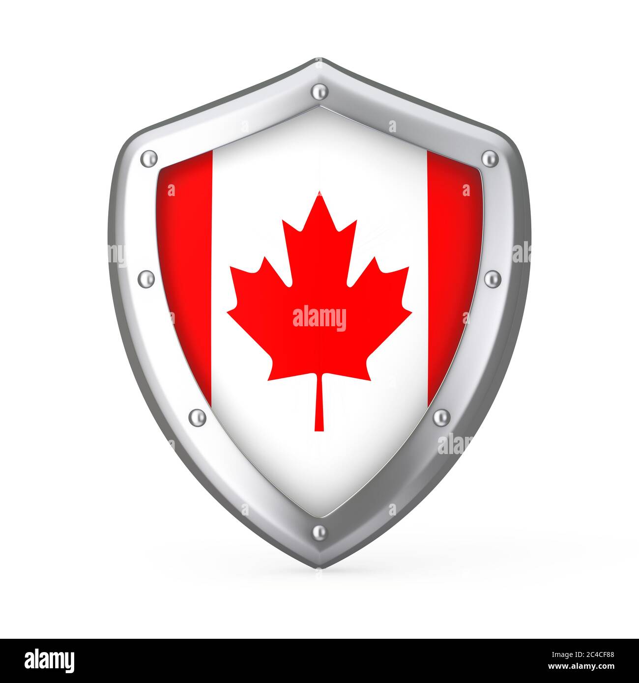 Shield with Flag of Canada on a white background. 3d Rendering Stock ...