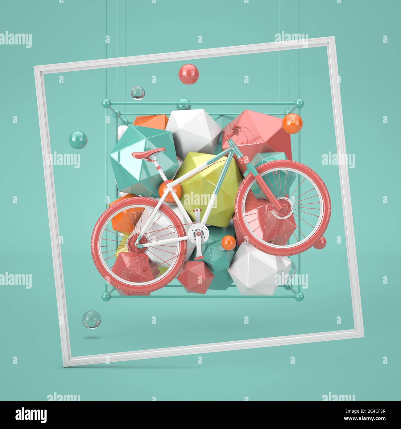 Decoration Abstract Geometric Shape with Mountain Bike Sport Concept ...