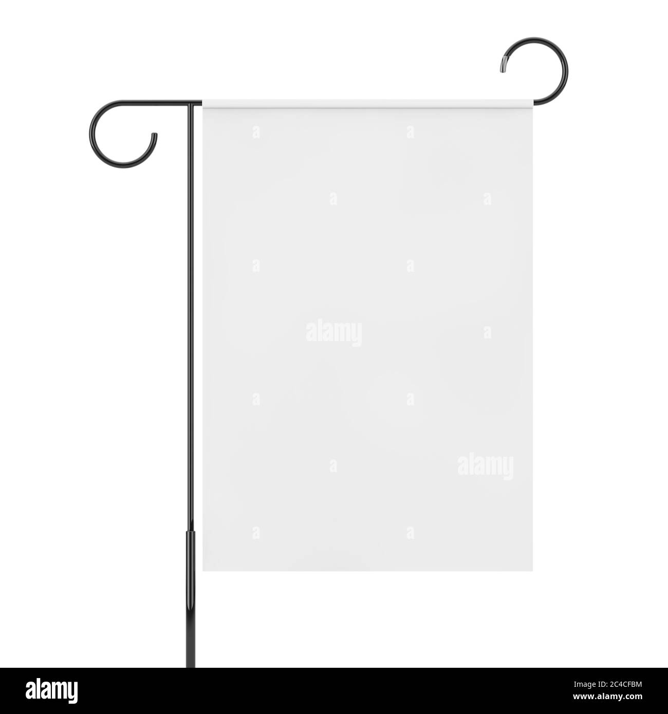 Retro Style Iron White Blank Banner Stand Signboard on a white ...