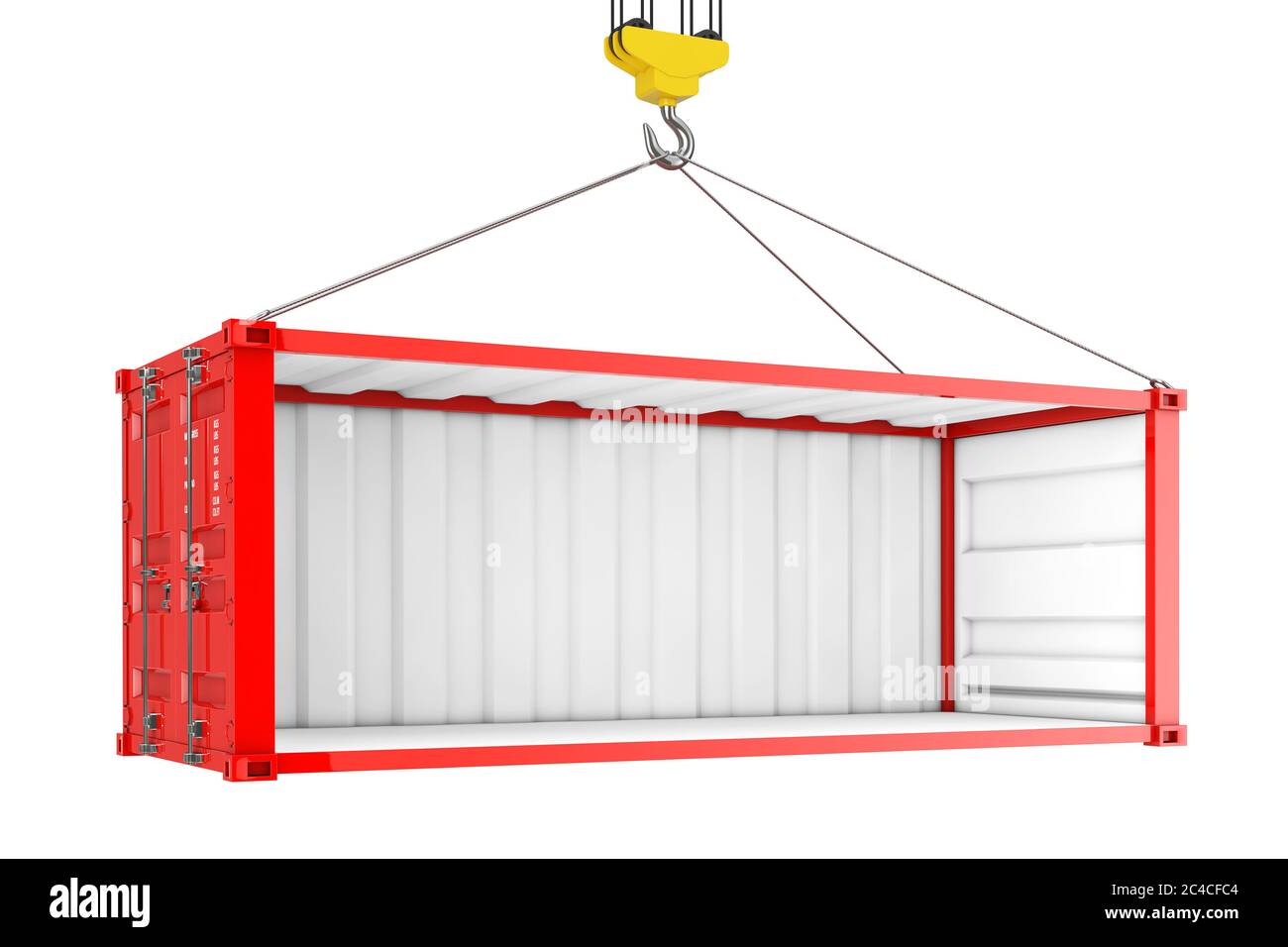 Empty Red Shipping Container with Removed Side Wall During ...