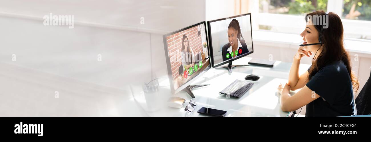 Online Video Conference Learning Call. Work From Home Stock Photo - Alamy