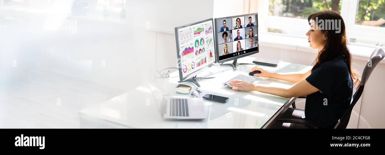Online Video Conference Learning Call. Work From Home Stock Photo - Alamy
