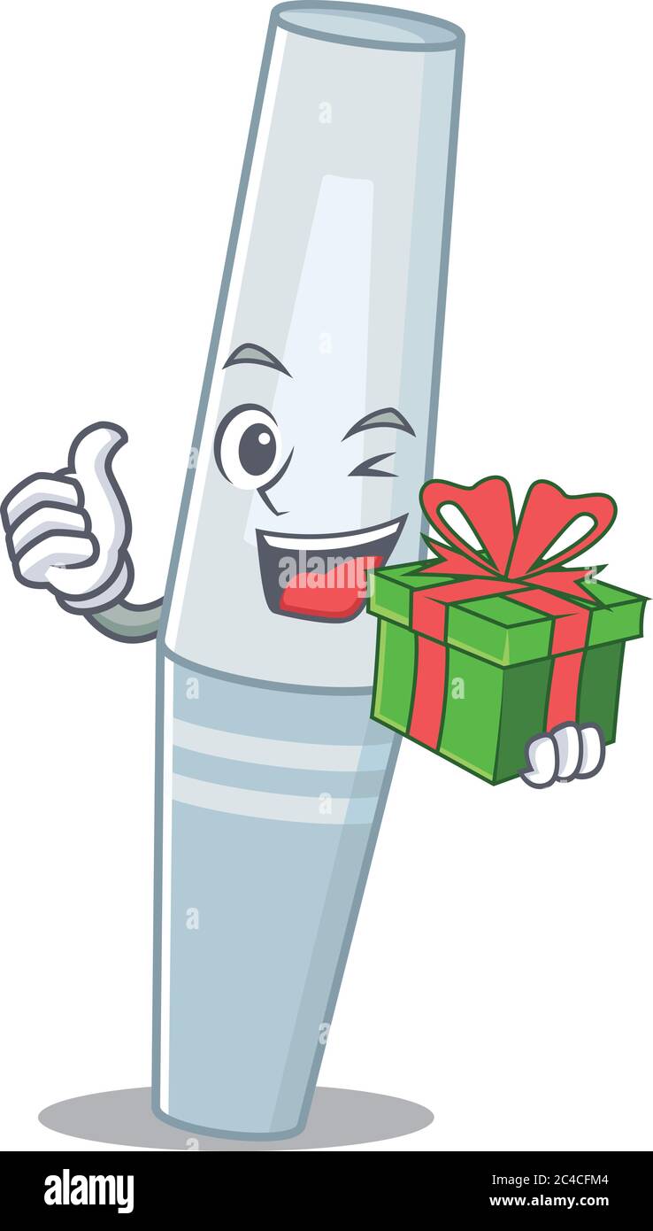 Mascara cartoon character concept with a big gift box Stock Vector ...