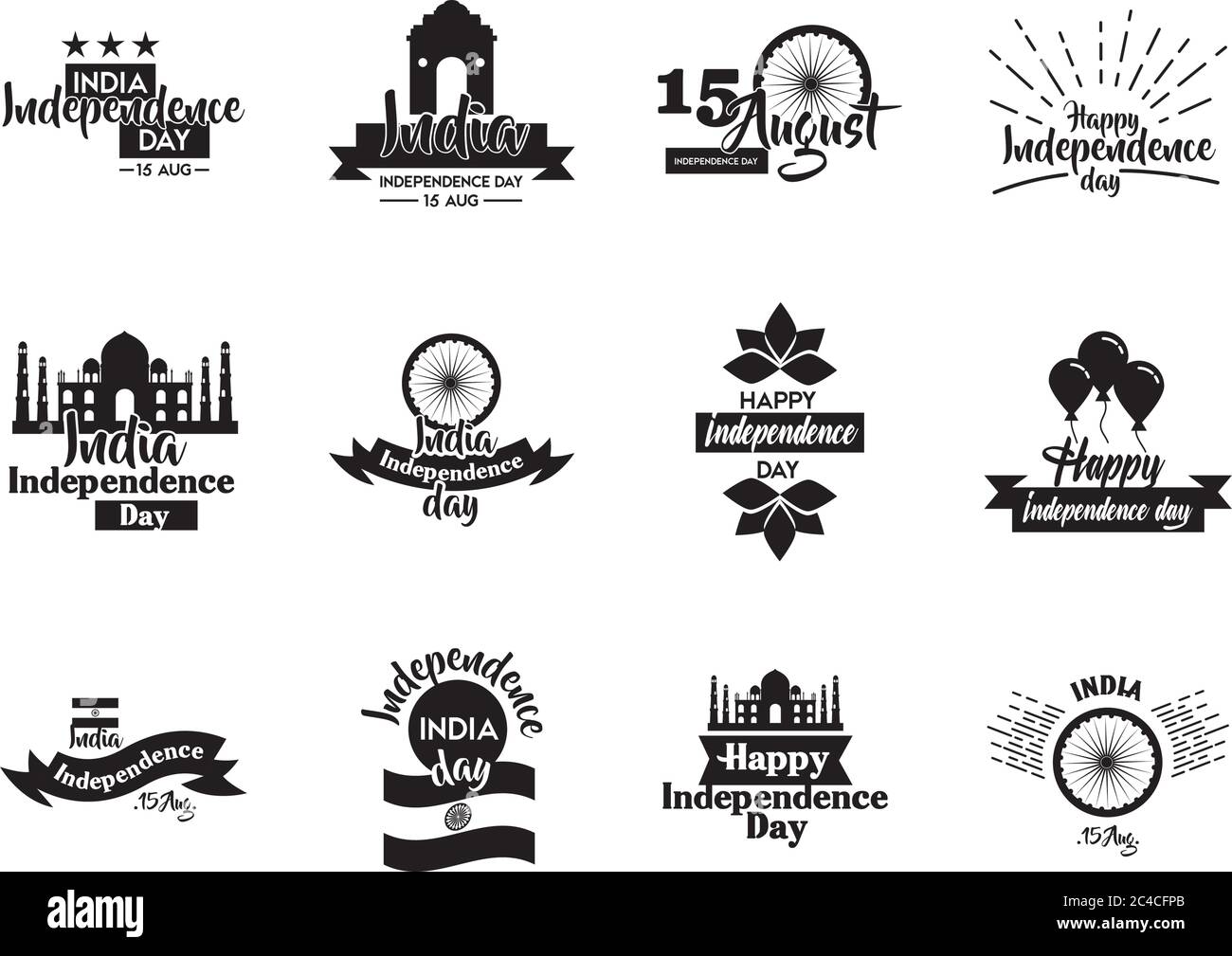 india independence day celebration with set icons vector illustration ...