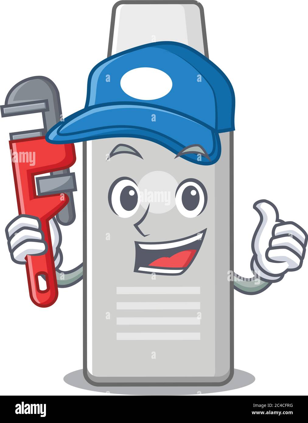 cartoon mascot design of shaving foam as a Plumber with tool Stock ...