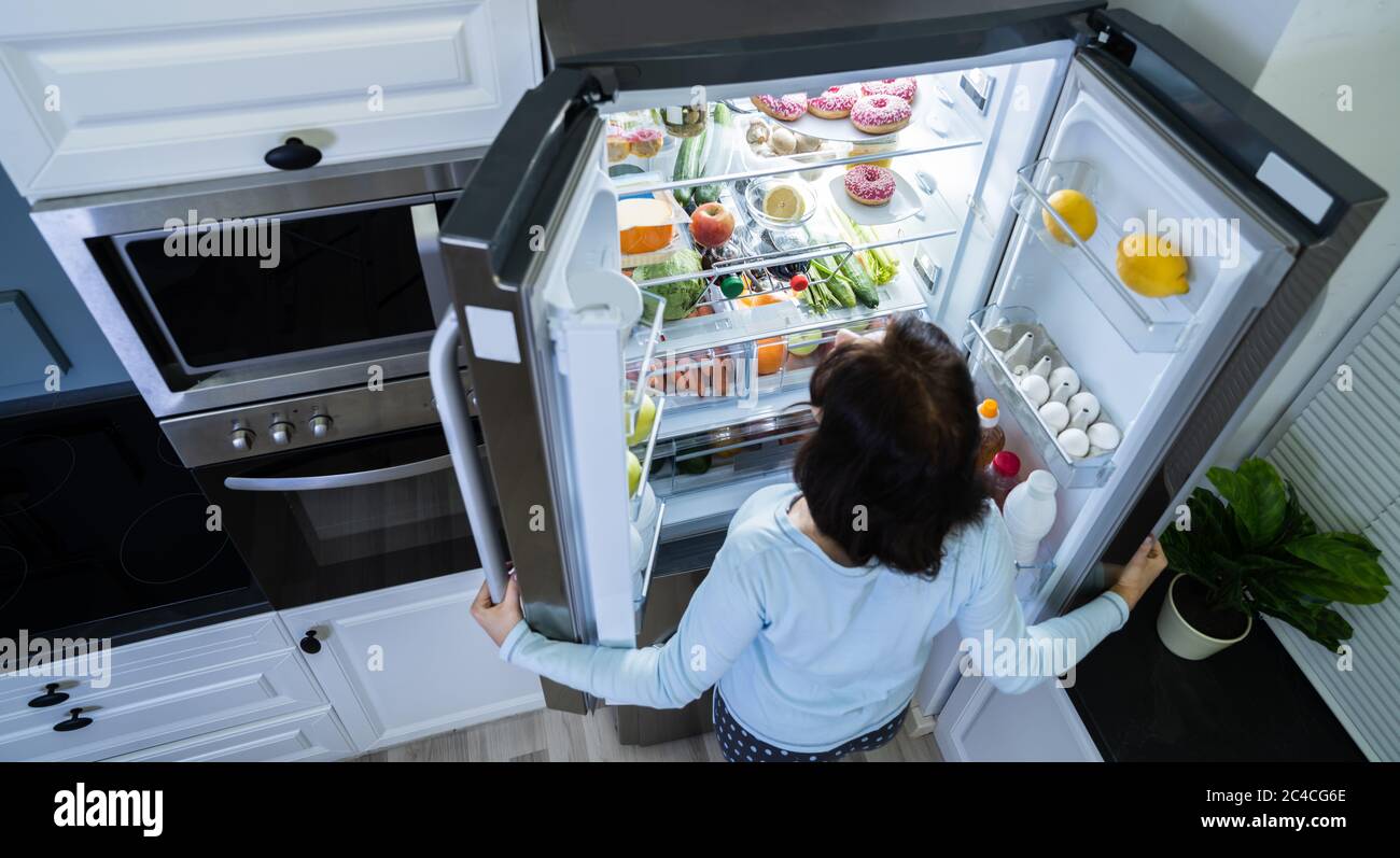 Young Woman Looking Fridge Night High Resolution Stock Photography and ...