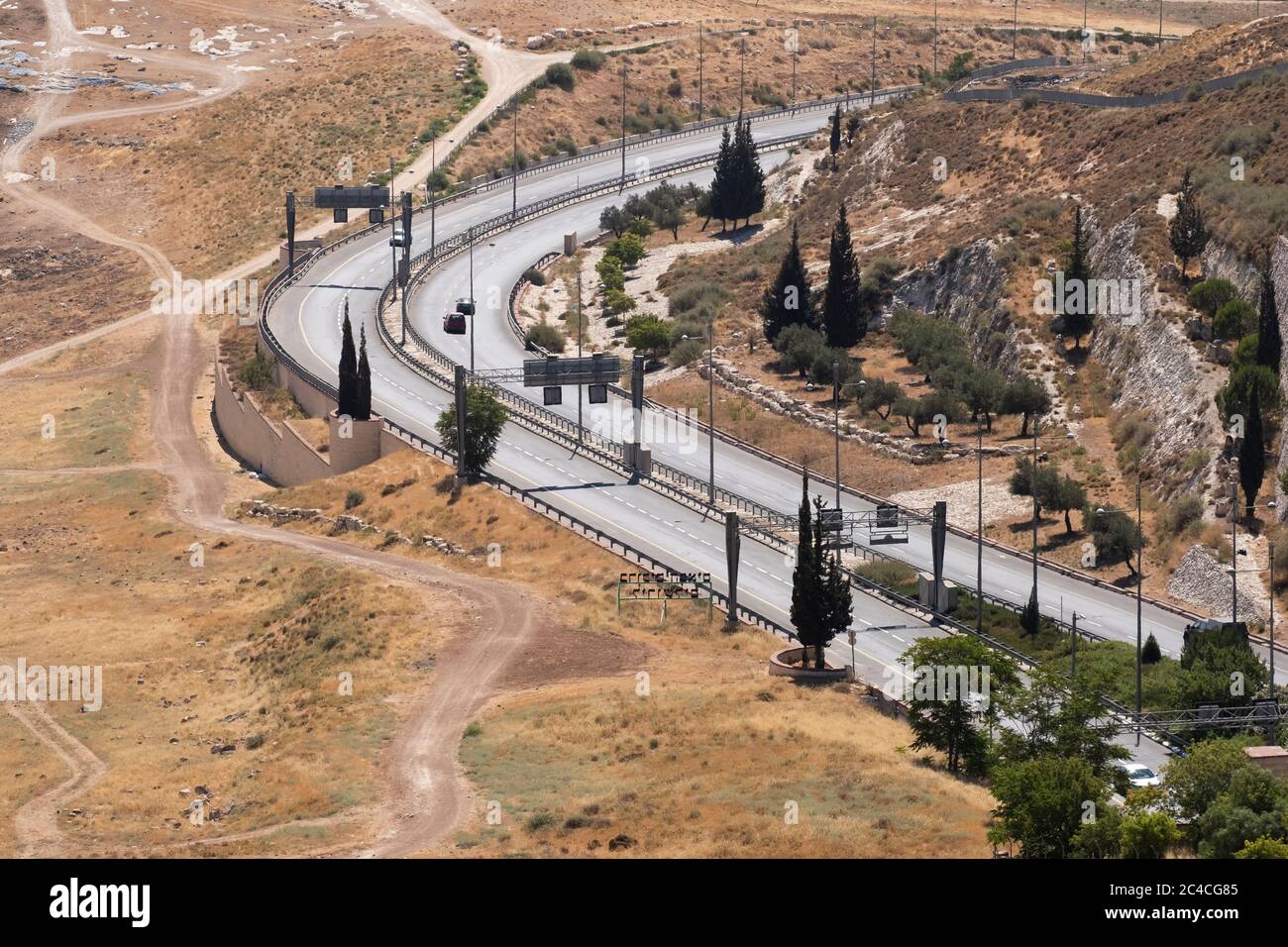 View of Highway 1 the main road connecting Jerusalem to the Jordan ...