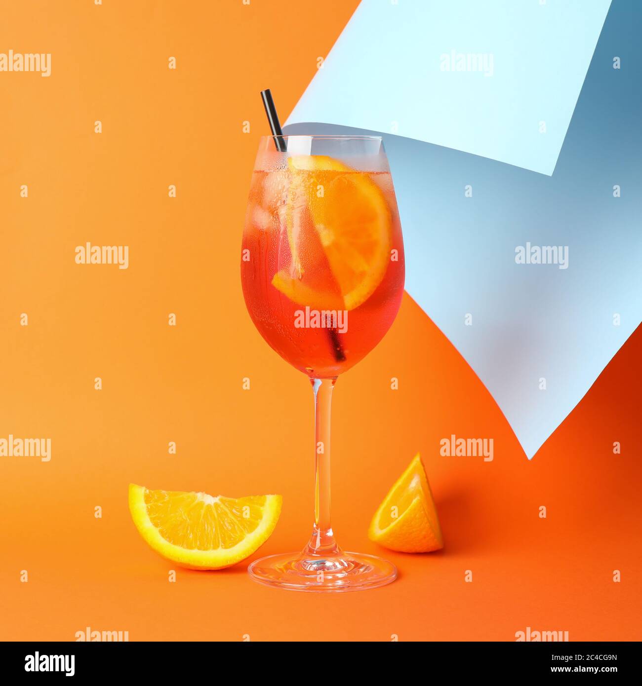 Aperol spritz cocktail on color background. Summer drink Stock Photo ...