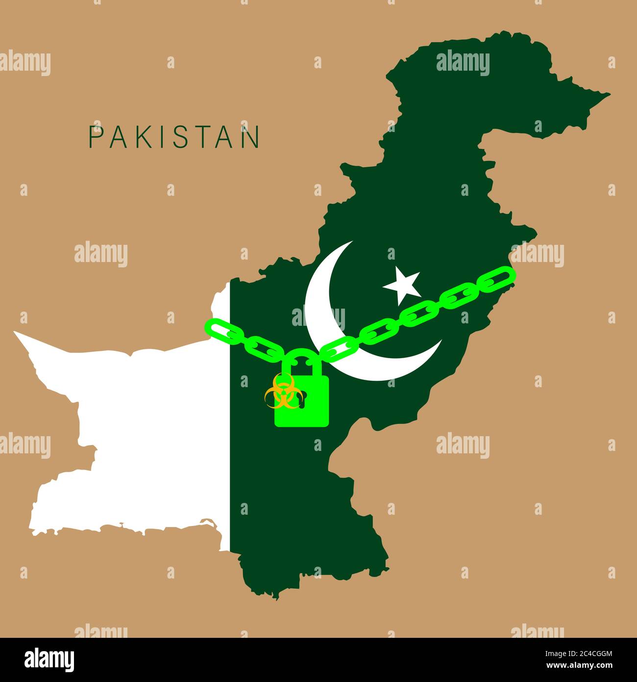 Coronavirus cell with Pakistan flag and map. Stop COVID-19 sign ...