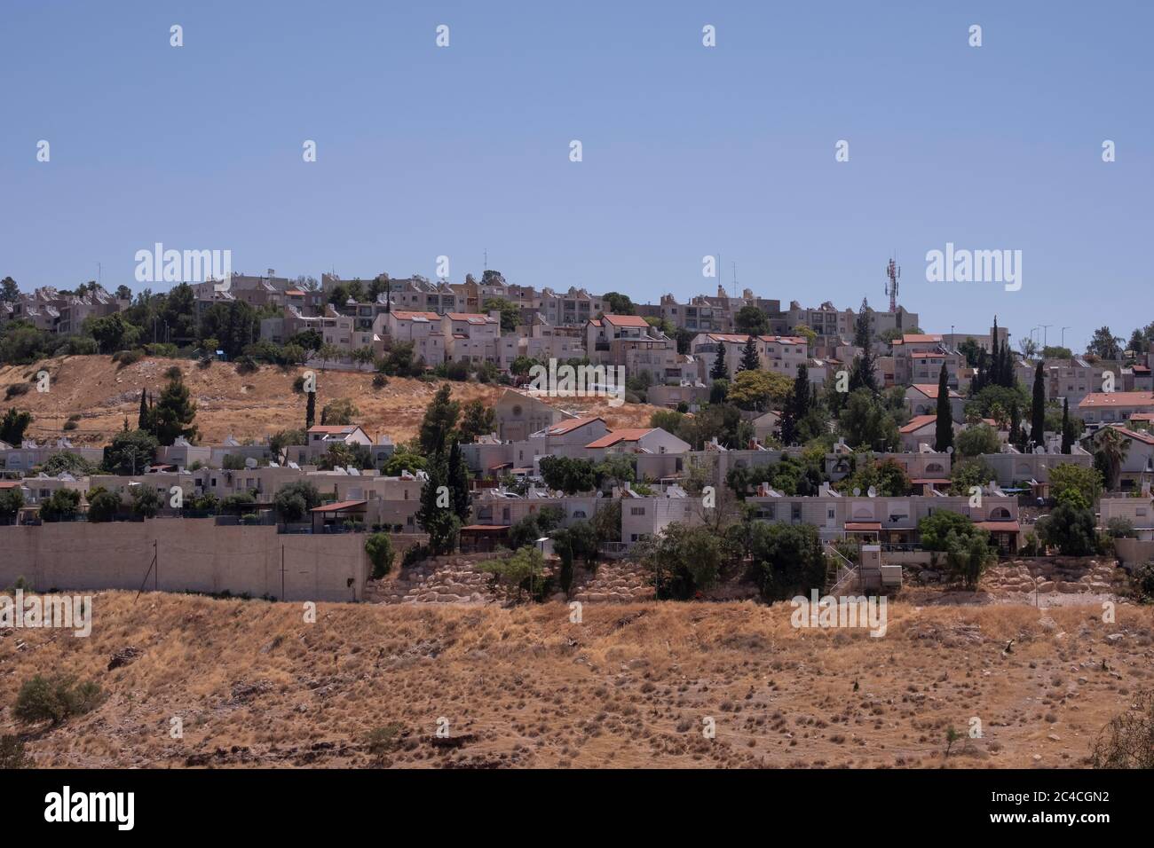 View of Maaleh Adumim or Maale Edumim an urban Israeli settlement and a ...