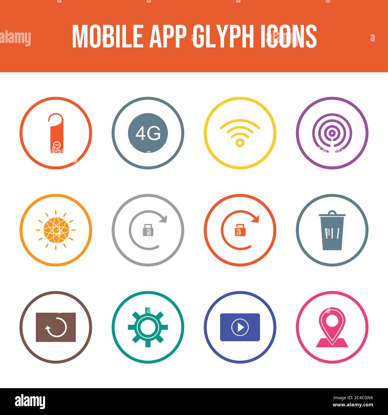 12 Mobile App Vector Icons in One Set Stock Vector Image & Art - Alamy