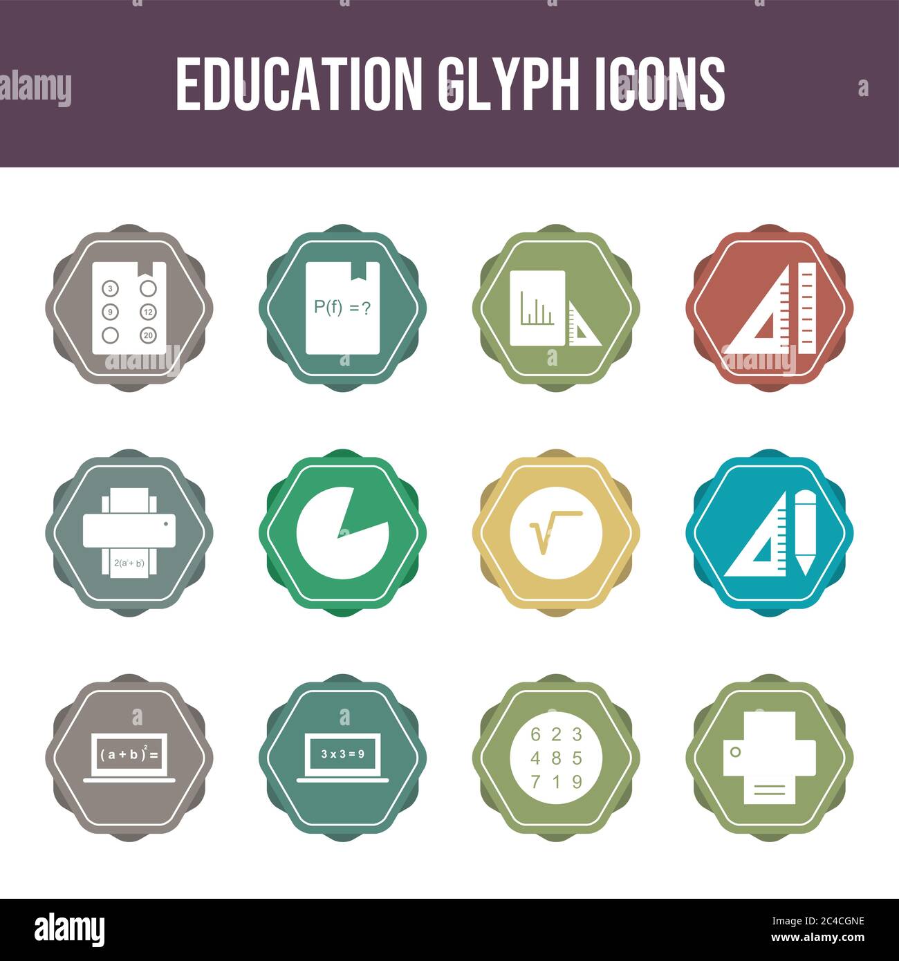 Beautiful Education Vector Icons Set Stock Vector Image & Art - Alamy