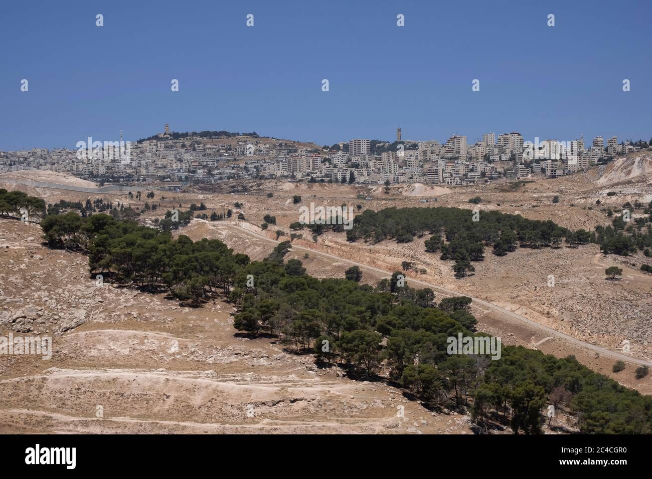 View of the Palestinian village of az-Za'ayyem or al-Zaim east and the ...