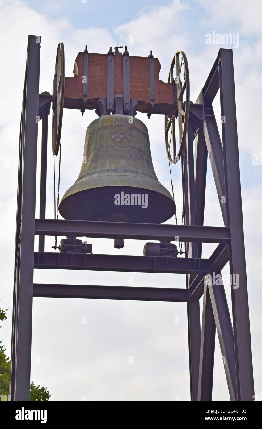 Bell in the Olympic Zone of Barcelona Spain Stock Photo - Alamy