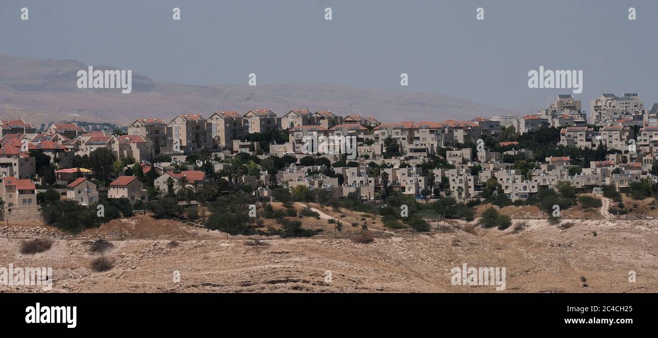 View of Maaleh Adumim or Maale Edumim an urban Israeli settlement and a ...