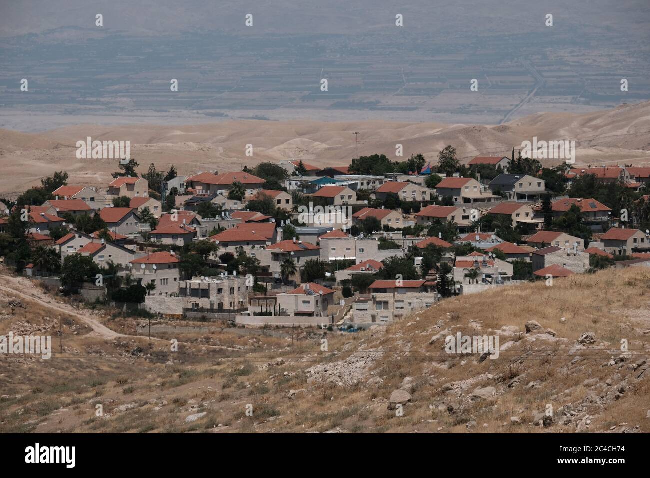 View of Kedar Israeli settlement located in the Judean desert West Bank ...