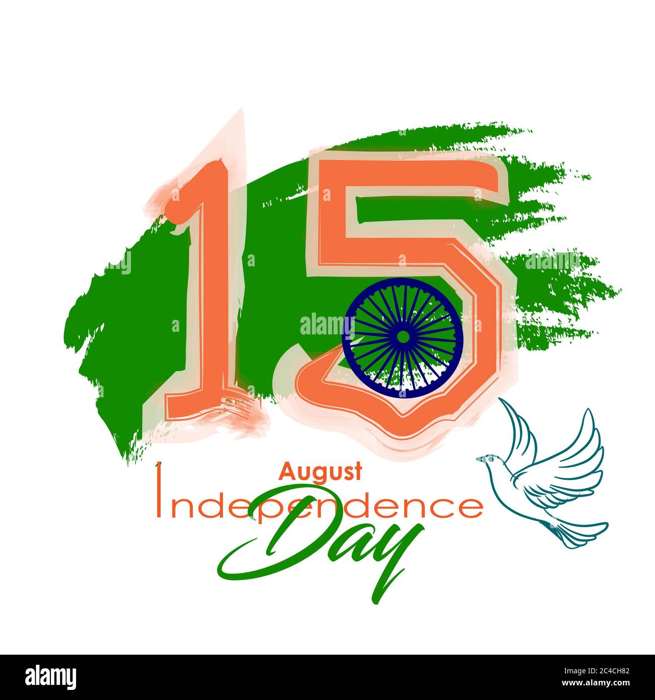 Vector Illustration saffron and green color brush background for Happy ...